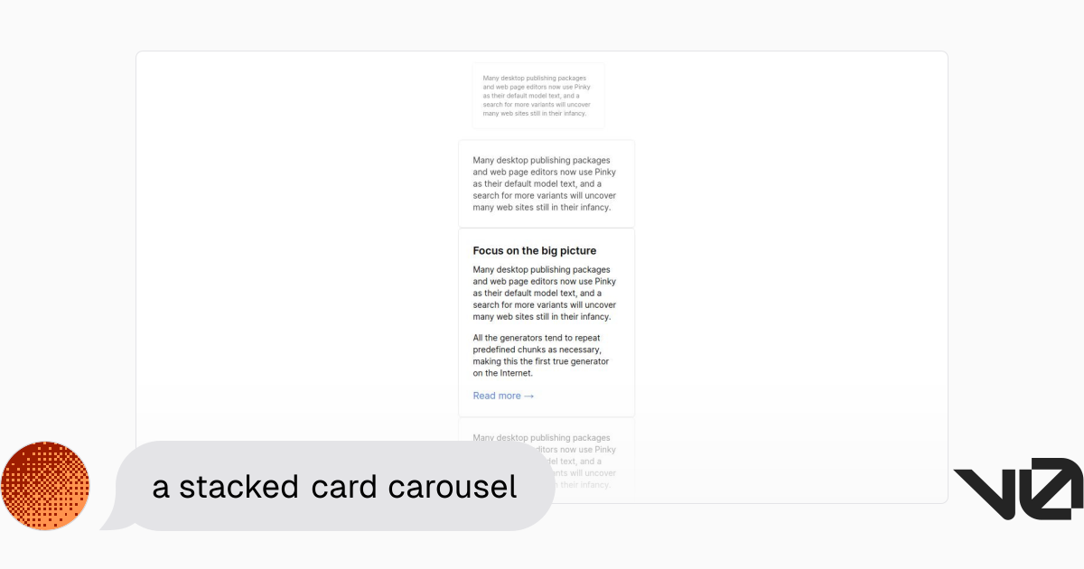 a stacked card carousel | A shadcn/ui and v0 generation - v0