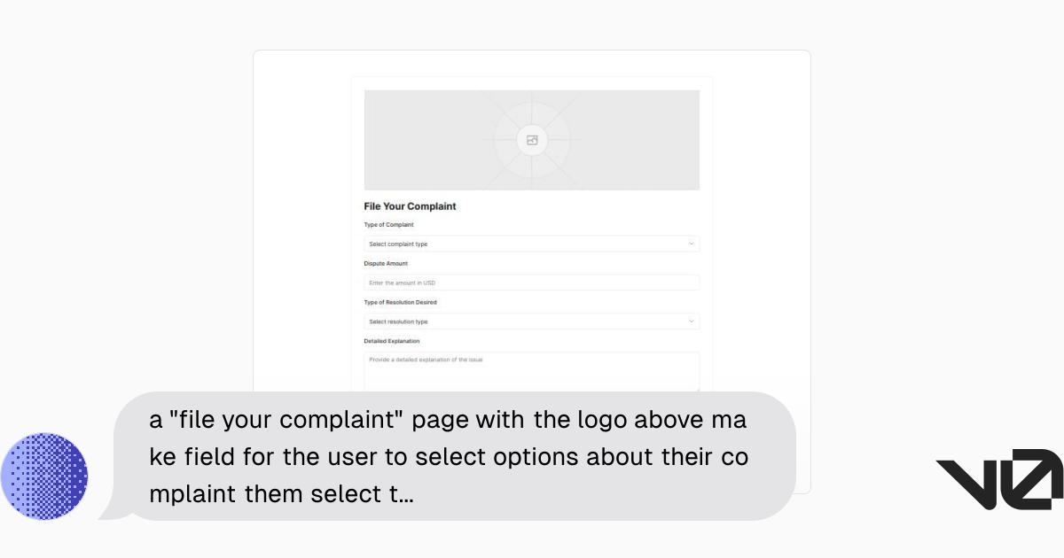 a "file your complaint" page with the logo above make field for the ...