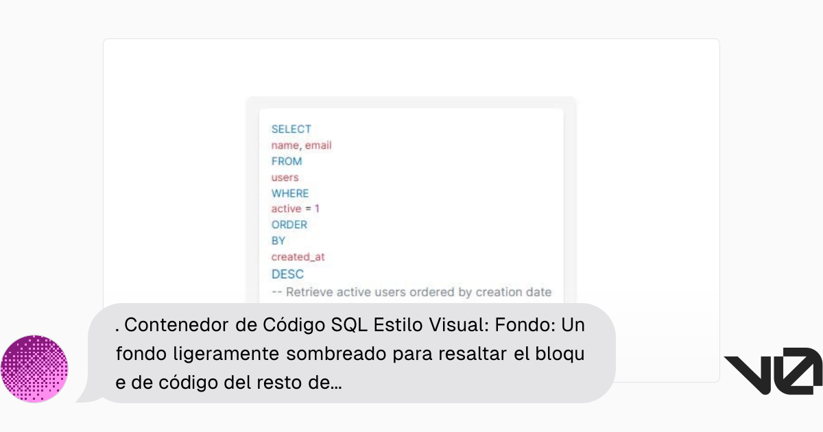 . Contenedor de Código SQL Estilo Visual: Fondo: Un fondo ligeramente ...
