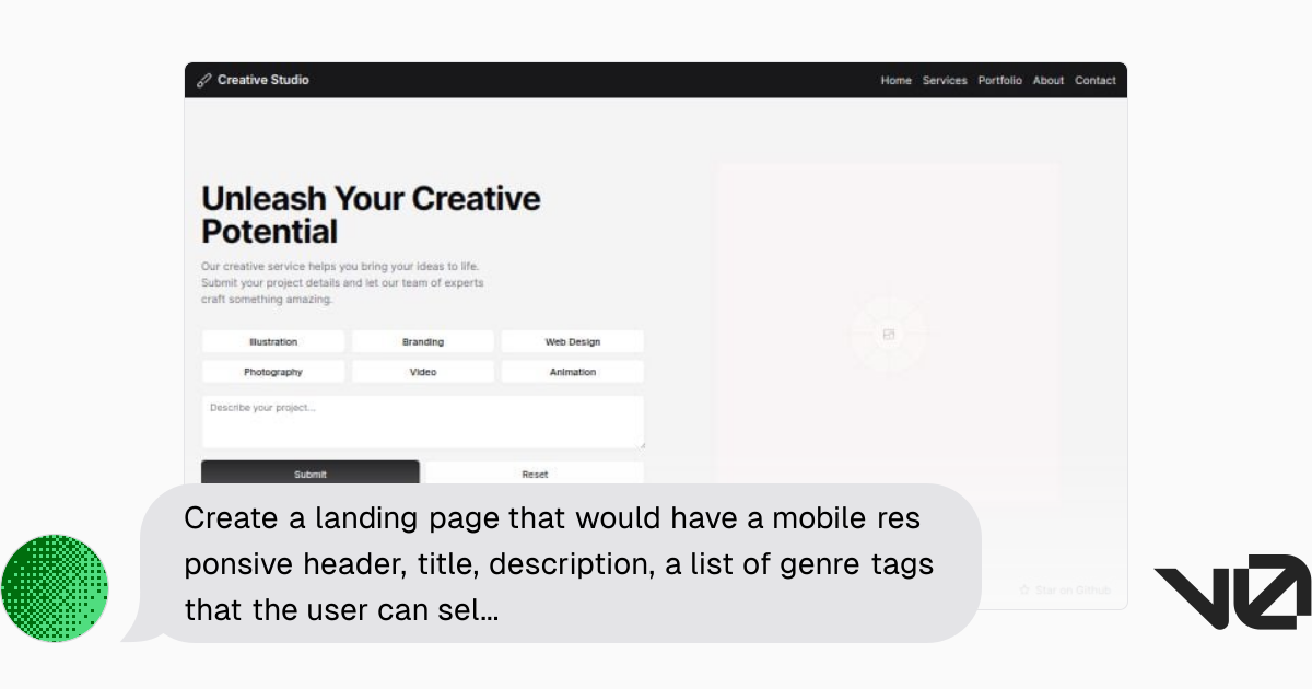 Create a landing page that would have a mobile responsive header, title ...