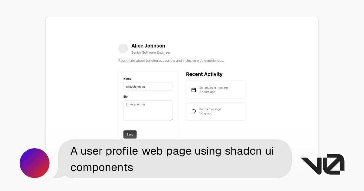 A user profile web page using shadcn ui components | A shadcn/ui and v0 generation - v0