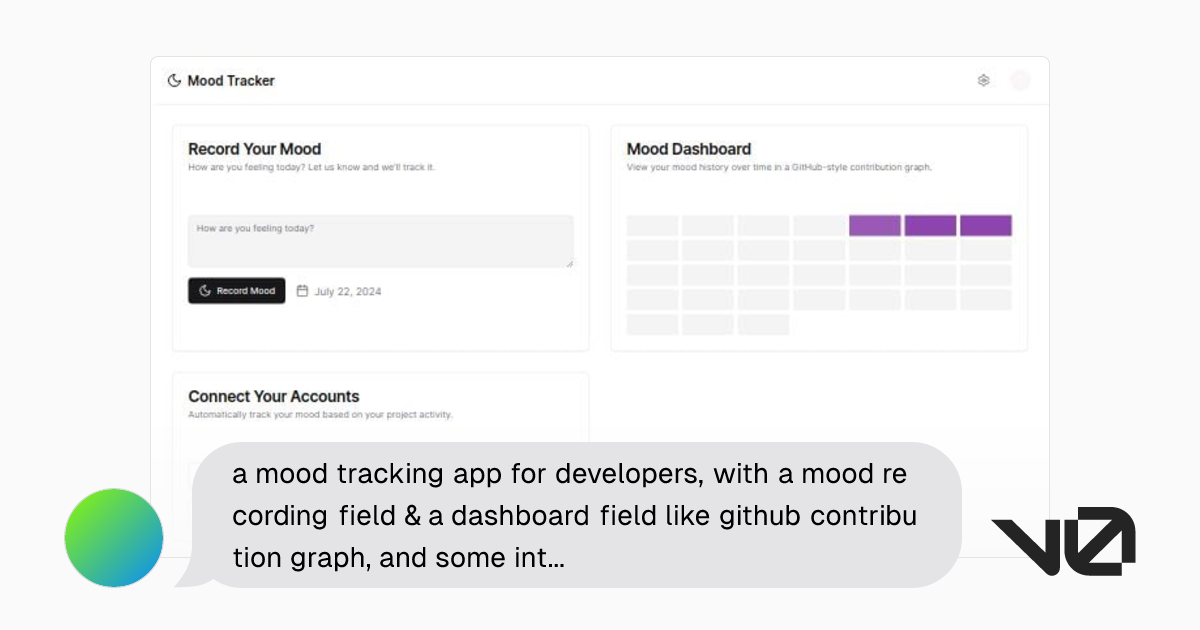 a mood tracking app for developers, with a mood recording field & a dashboard field like github ...