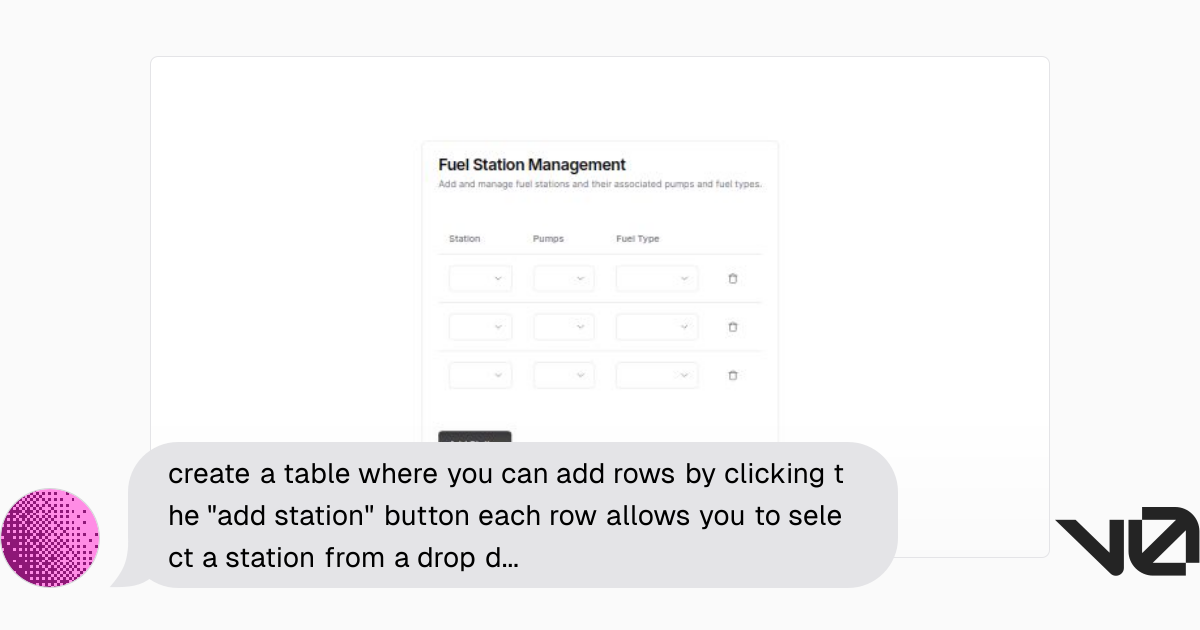 create a table where you can add rows by clicking the "add station ...
