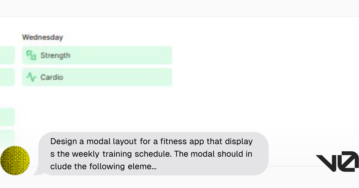 Design a modal layout for a fitness app that displays the weekly ...