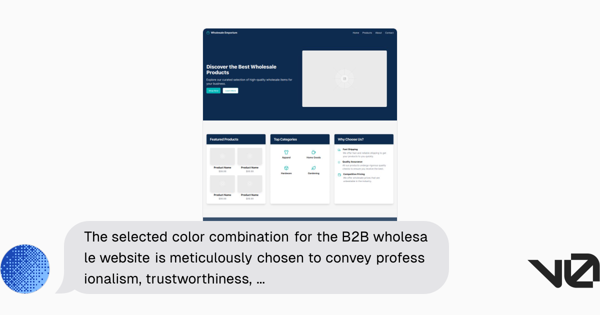 The selected color combination for the B2B wholesale website is ...