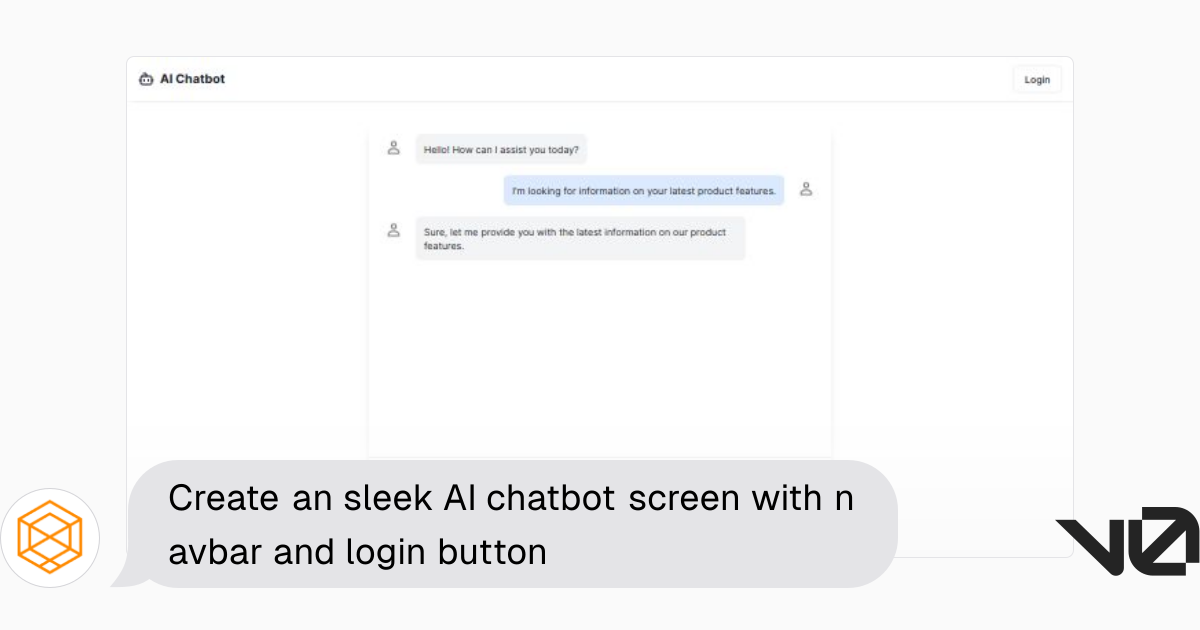 Create an sleek AI chatbot screen with navbar and login button | A ...