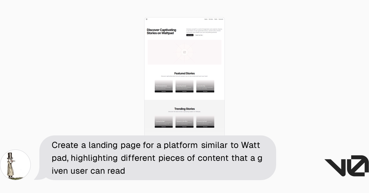 Create a landing page for a platform similar to Wattpad, highlighting ...