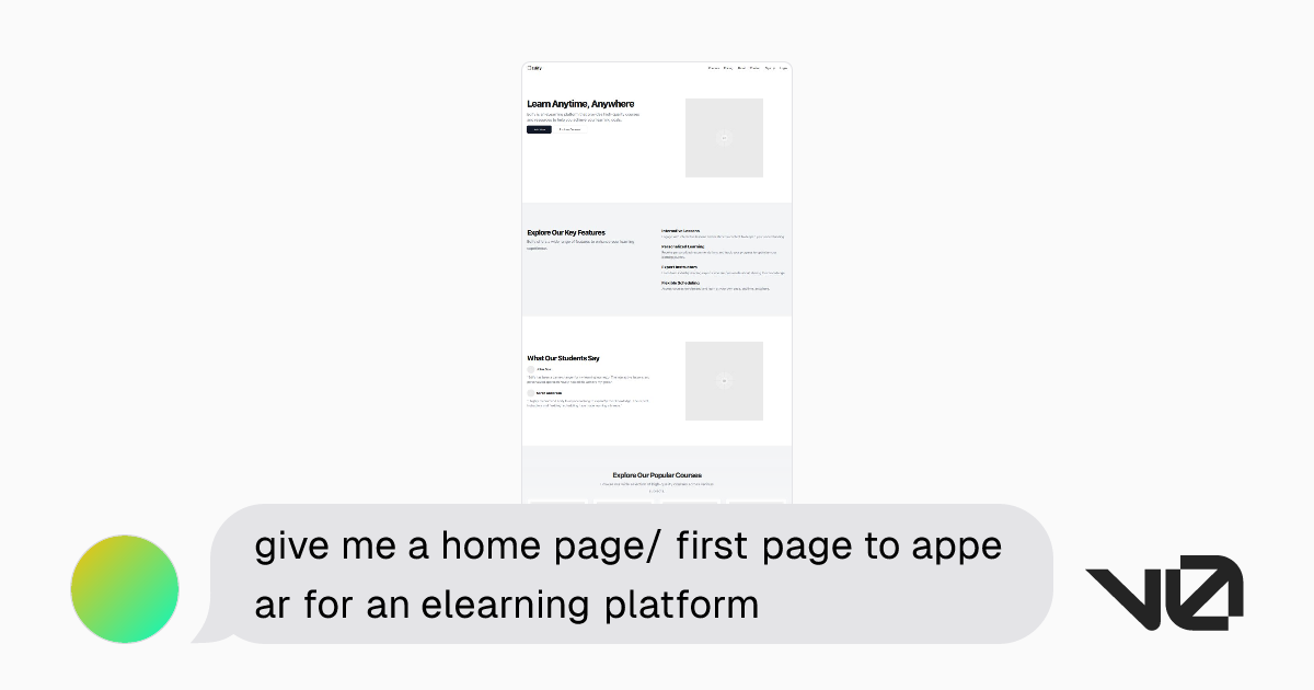 give me a home page/ first page to appear for an elearning platform | A ...