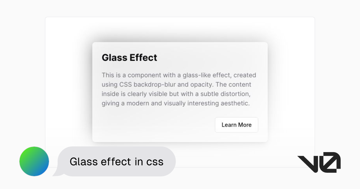 Glass effect in css | A shadcn/ui and v0 generation - v0