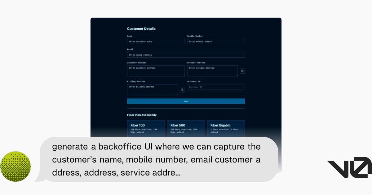 generate a backoffice UI where we can capture the customer’s name ...