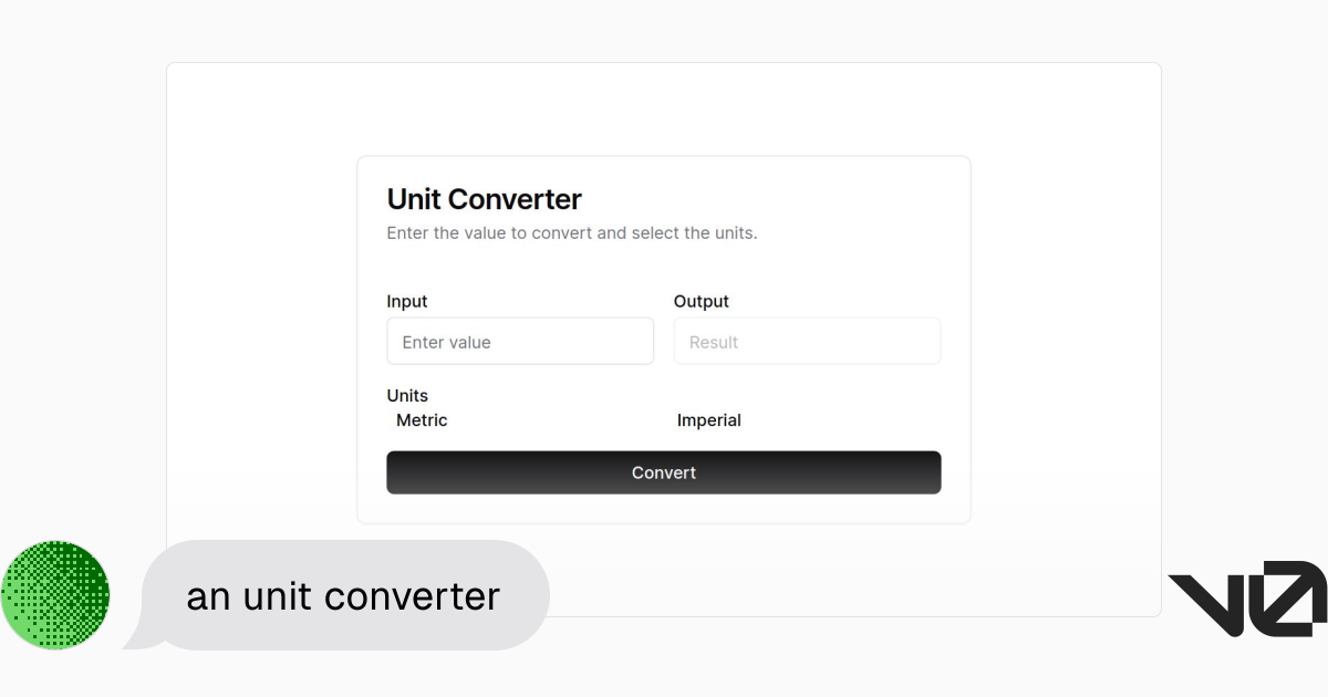 an unit converter | A shadcn/ui and v0 generation - v0