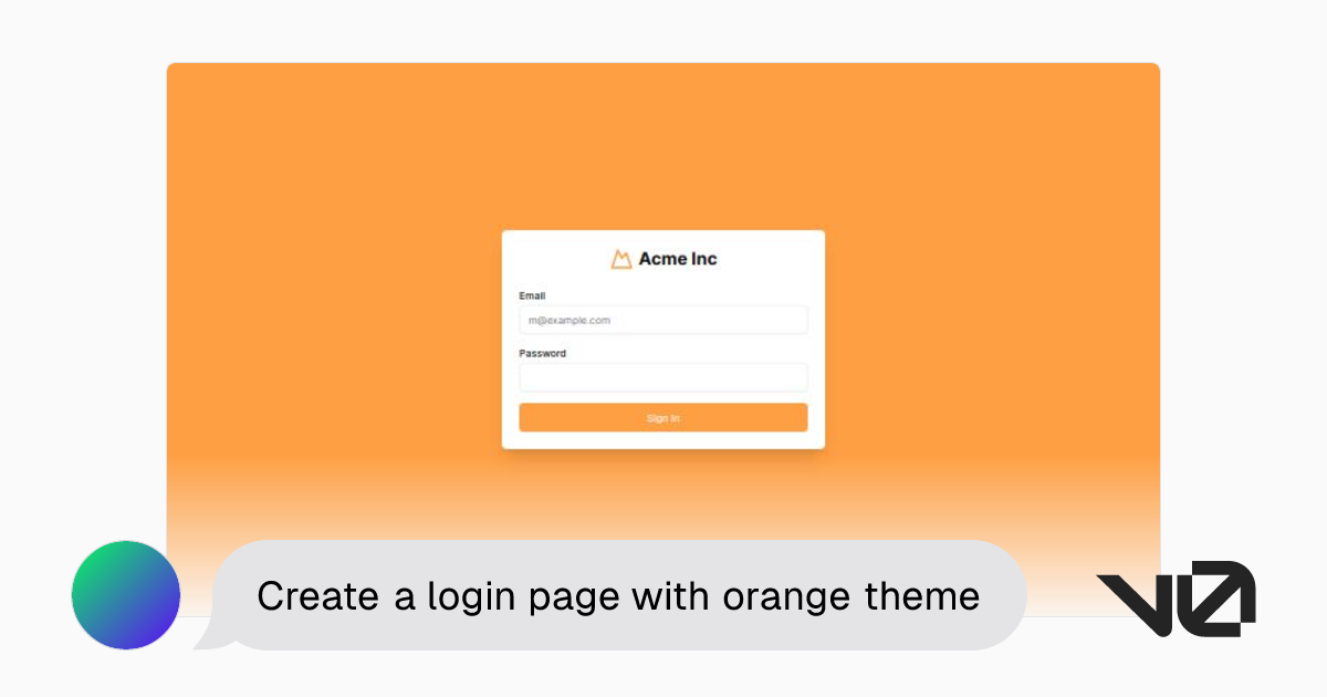 Create a login page with orange theme | A shadcn/ui and v0 generation - v0