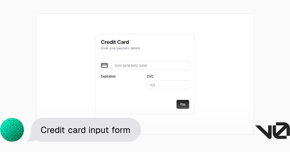 Credit card input form | A shadcn/ui and v0 generation - v0