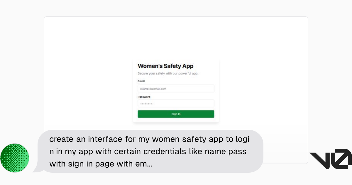create an interface for my women safety app to login in my app with ...