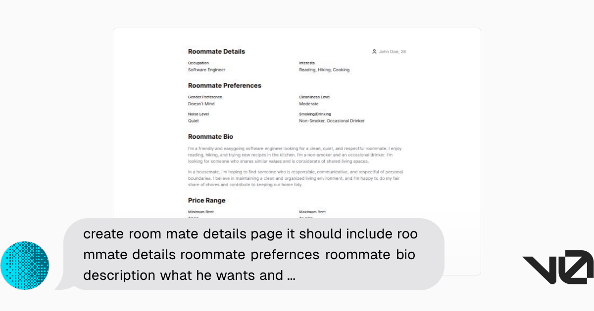 create room mate details page it should include roommate details ...