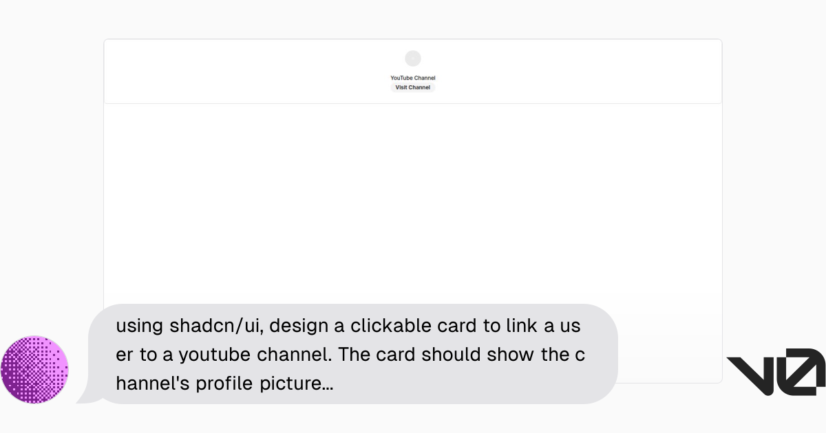 using shadcn/ui, design a clickable card to link a user to a youtube ...