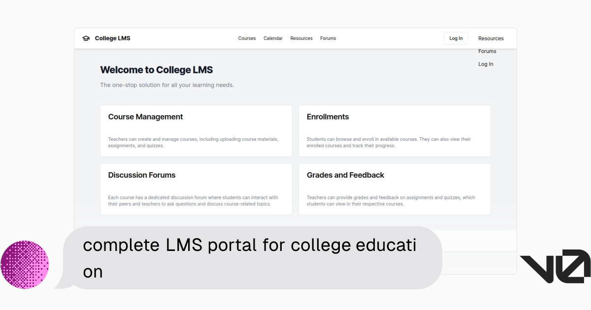 complete LMS portal for college education | A shadcn/ui and v0 ...