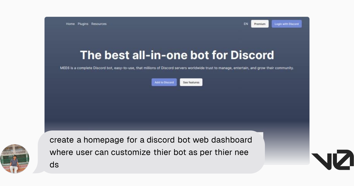 create a homepage for a discord bot web dashboard where user can ...