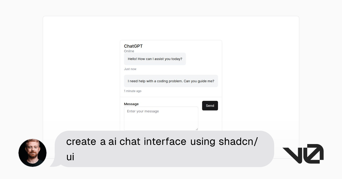 create a ai chat interface using shadcn/ui | A shadcn/ui and v0 generation - v0