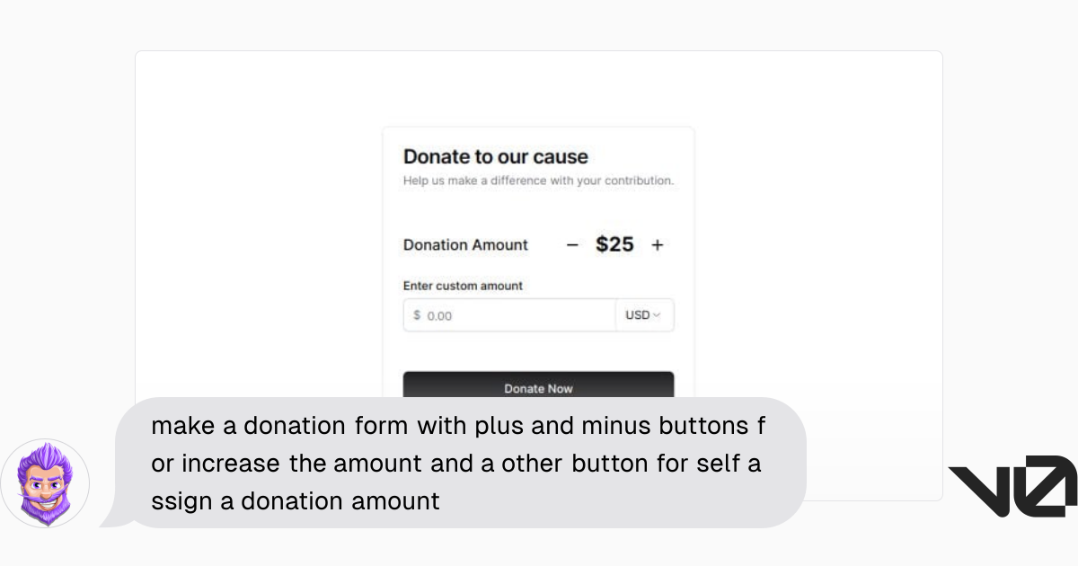 make a donation form with plus and minus buttons for increase the ...