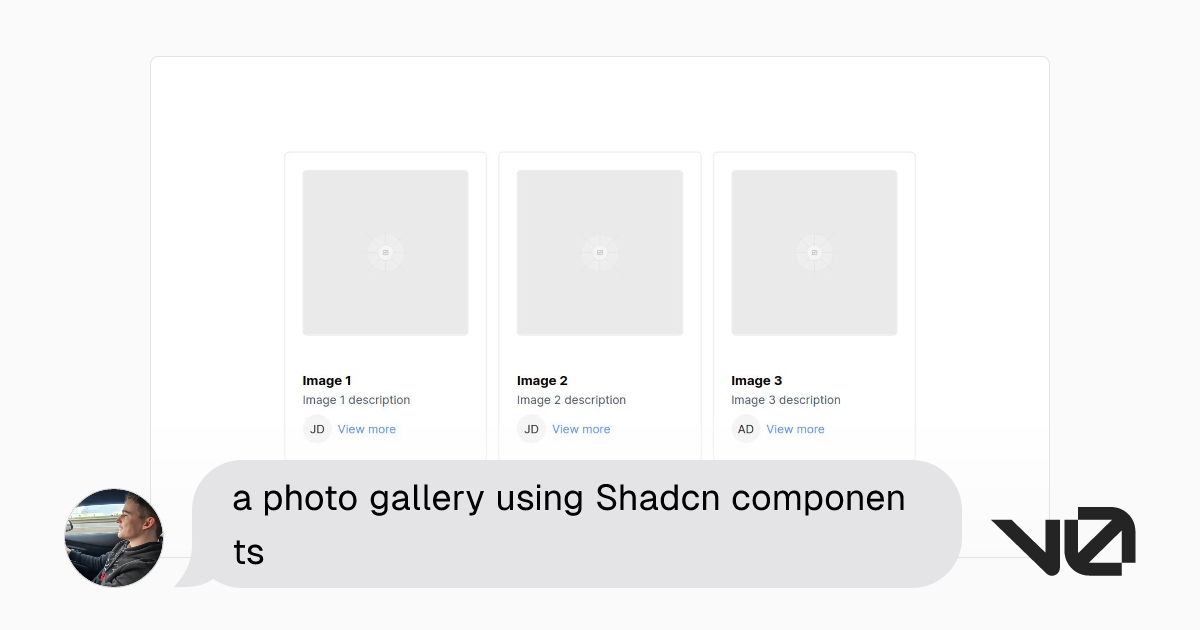 a photo gallery using Shadcn components | A shadcn/ui and v0 generation - v0