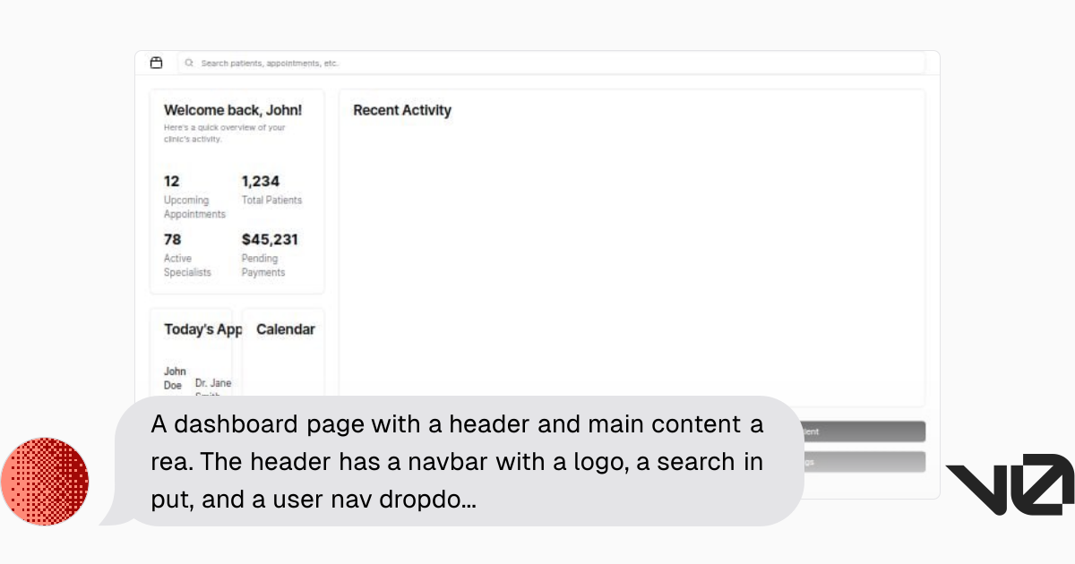 A dashboard page with a header and main content area. The header has a ...