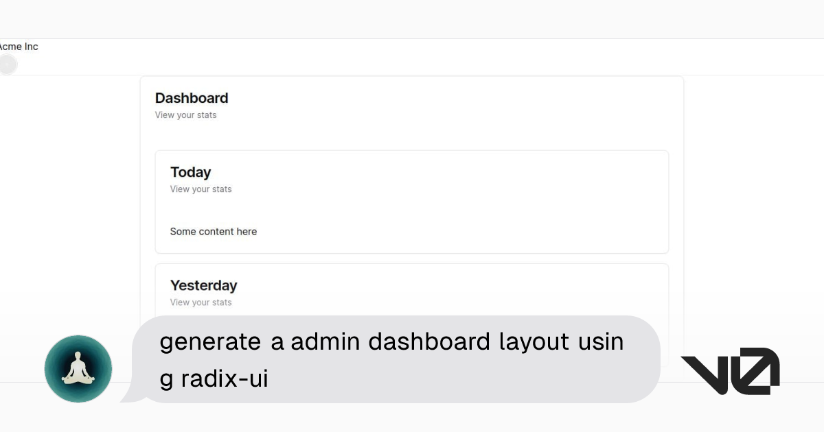 generate a admin dashboard layout using radix-ui | A shadcn/ui and v0 generation - v0