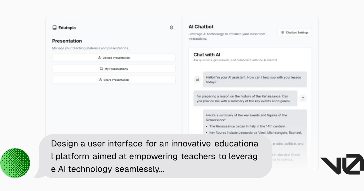 Design a user interface for an innovative educational platform aimed at ...