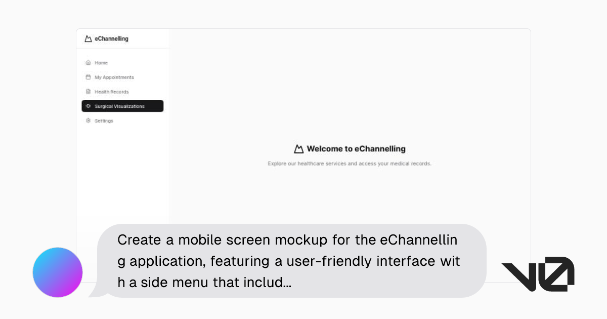 Create a mobile screen mockup for the eChannelling application, featuring a user-friendly ...