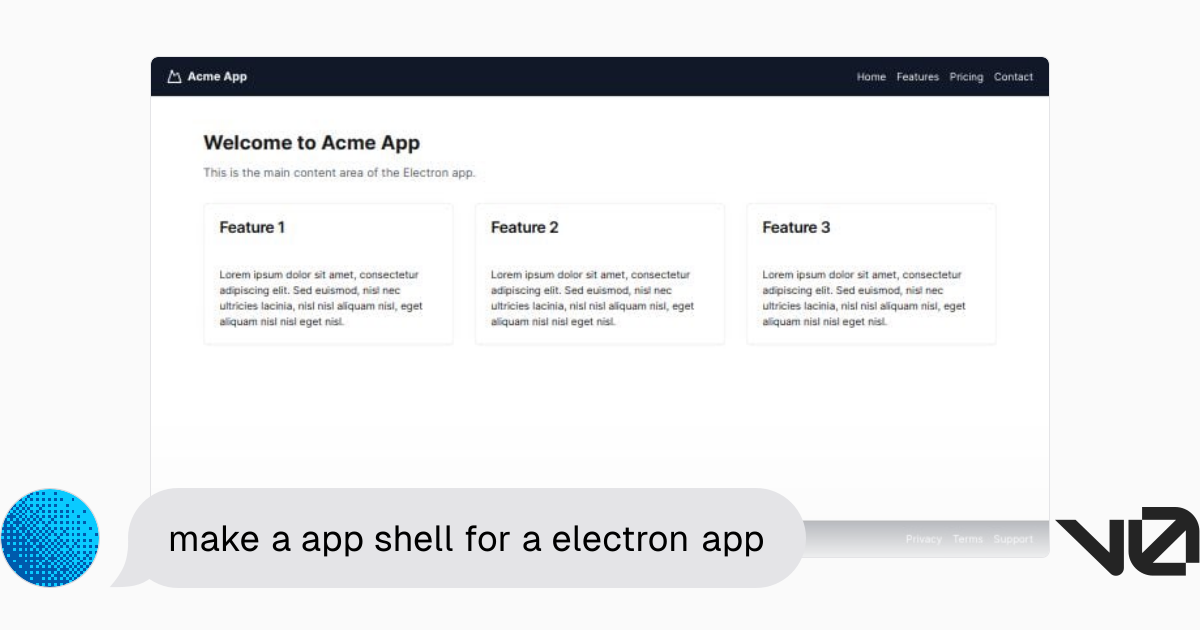 make a app shell for a electron app | A shadcn/ui and v0 generation - v0
