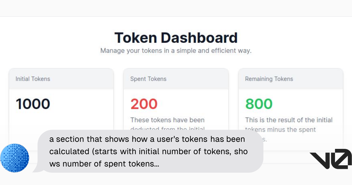 a section that shows how a user's tokens has been calculated (starts ...
