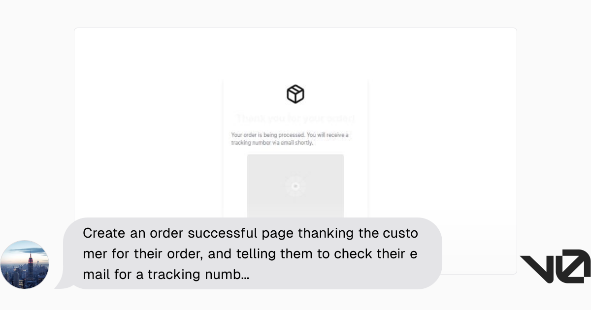 Create an order successful page thanking the customer for their order ...
