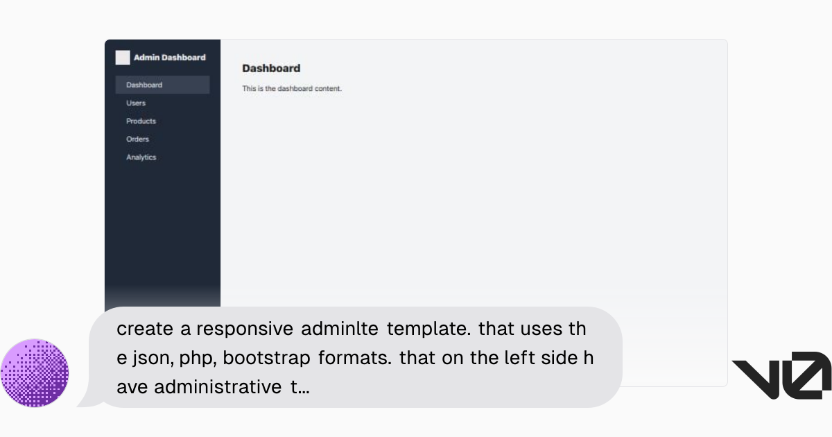 create a responsive adminlte template. that uses the json, php ...