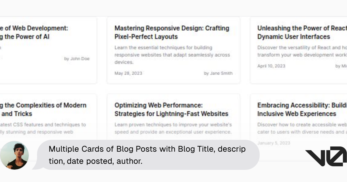 Multiple Cards of Blog Posts with Blog Title, description, date posted ...