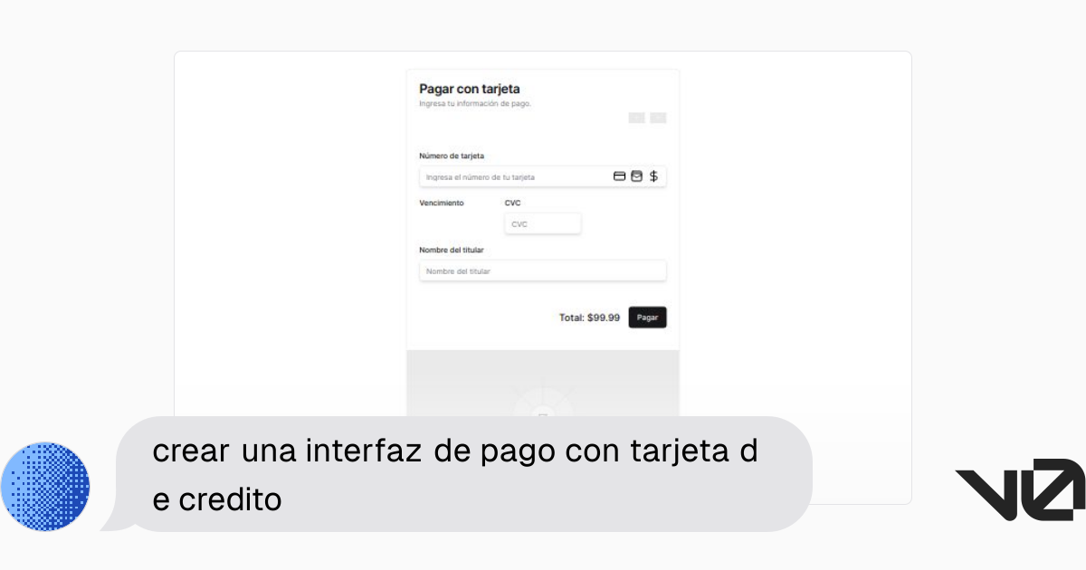 crear una interfaz de pago con tarjeta de credito | A shadcn/ui and v0 ...