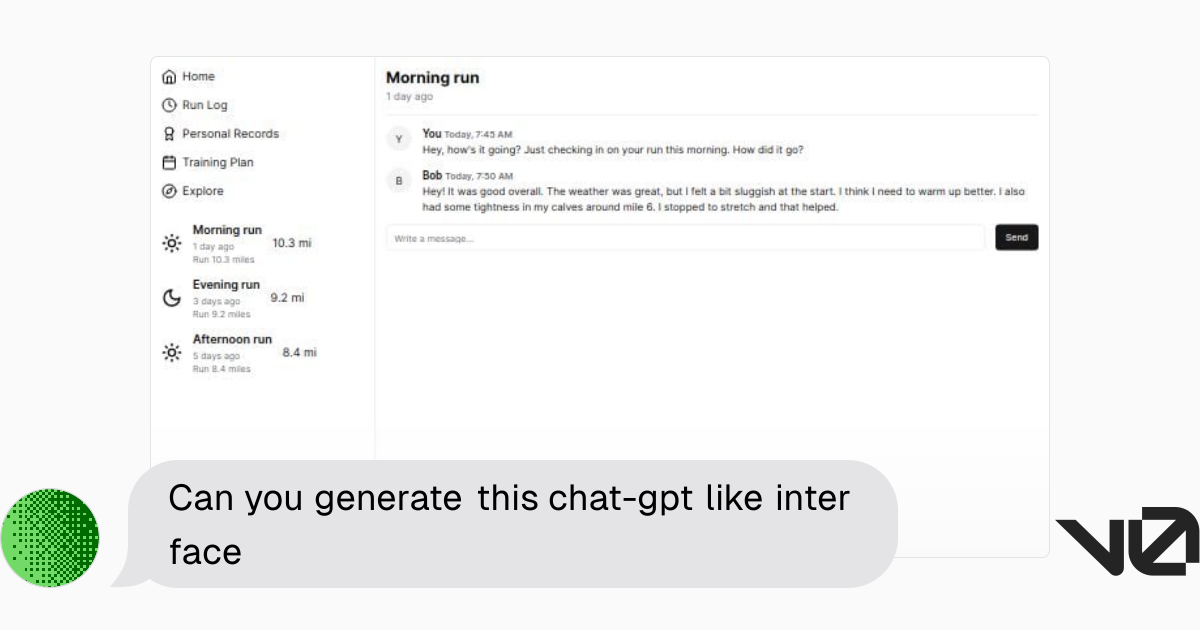 Can you generate this chat-gpt like interface | A shadcn/ui and v0 ...