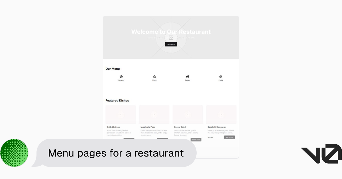 Menu pages for a restaurant | A shadcn/ui and v0 generation - v0