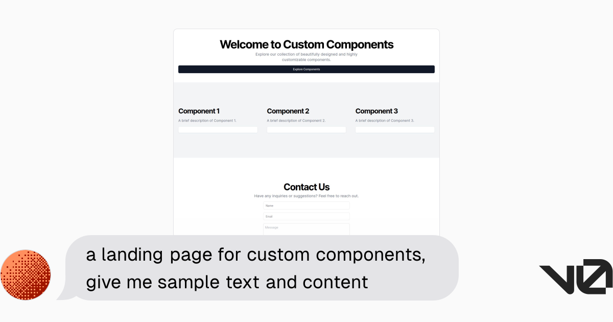 a landing page for custom components, give me sample text and content ...
