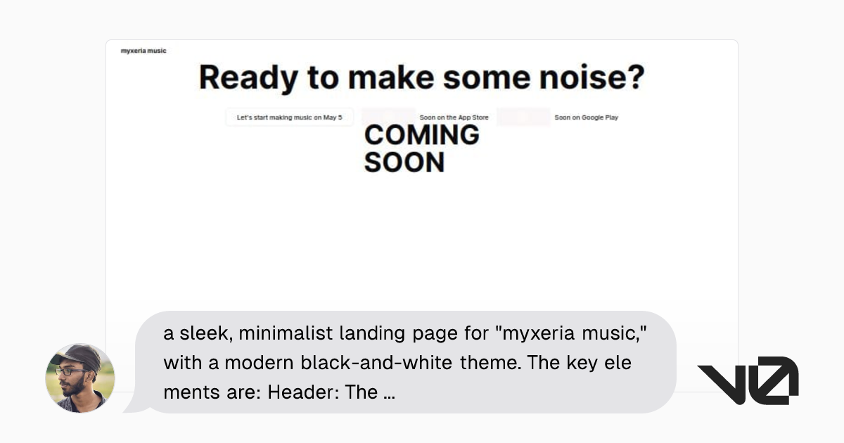 a sleek, minimalist landing page for "myxeria music," with a modern ...
