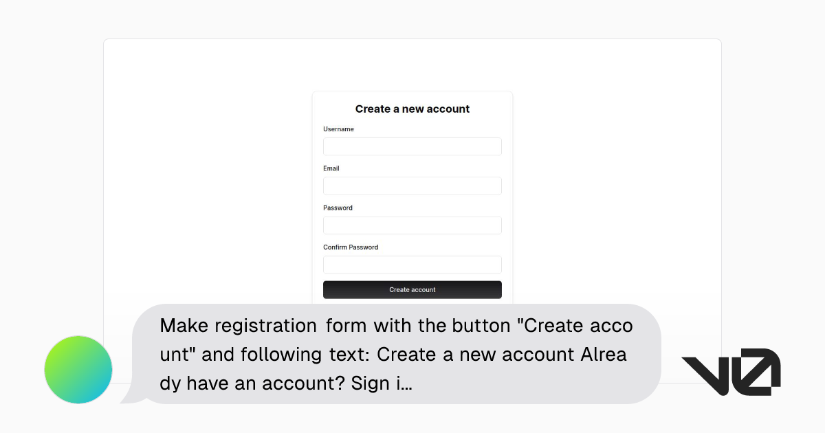 Make registration form with the button "Create account" and following text: Create a new account ...