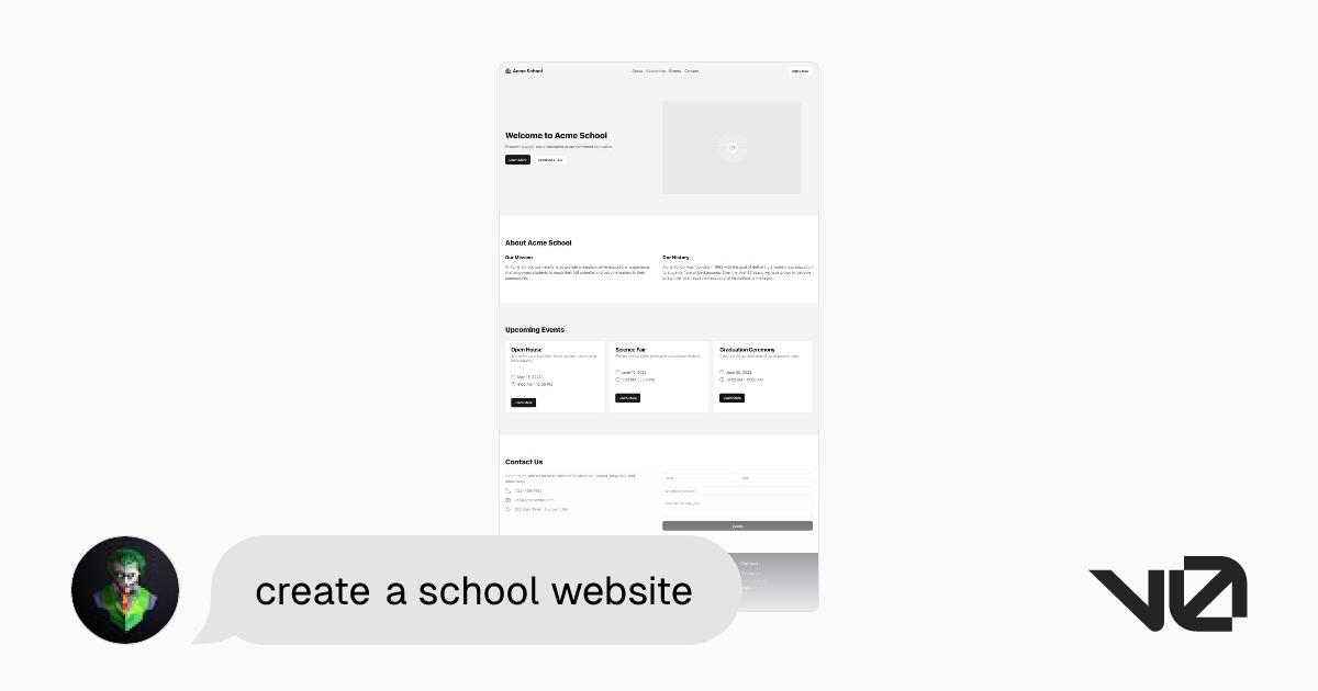 create a school website | A shadcn/ui and v0 generation - v0