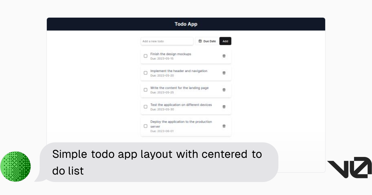 Simple todo app layout with centered todo list | A shadcn/ui and v0 ...