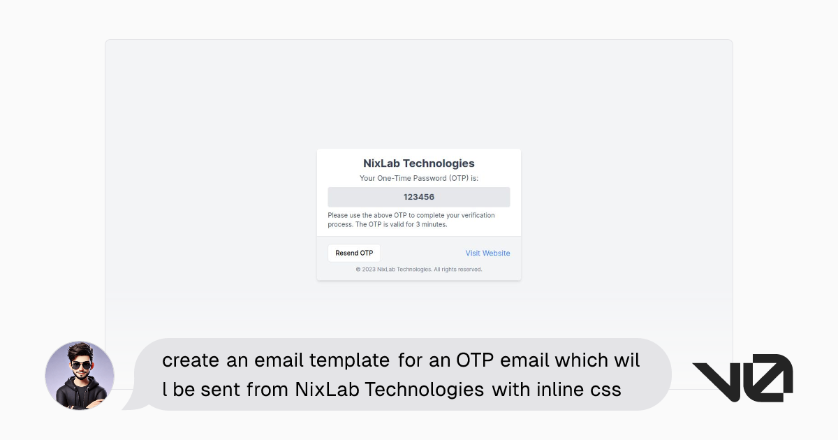 create an email template for an OTP email which will be sent from ...