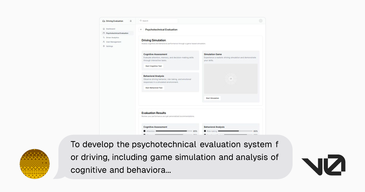 To develop the psychotechnical evaluation system for driving, including game simulation and ...