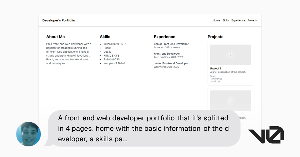 A front end web developer portfolio that it's splitted in 4 pages: home ...
