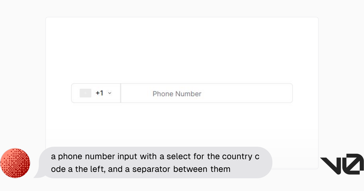 a phone number input with a select for the country code a the left, and ...