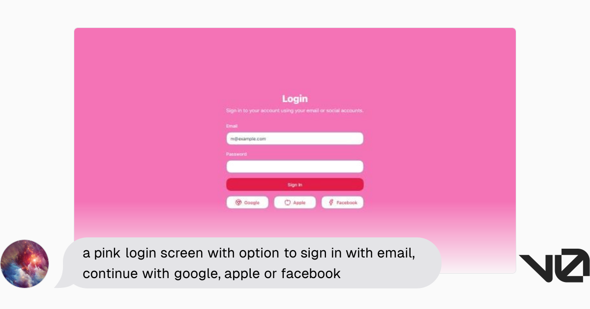 a pink login screen with option to sign in with email, continue with ...