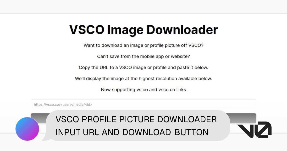 VSCO PROFILE PICTURE DOWNLOADER INPUT URL AND DOWNLOAD BUTTON | A ...