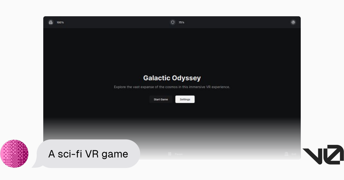 A sci-fi VR game | A shadcn/ui and v0 generation - v0
