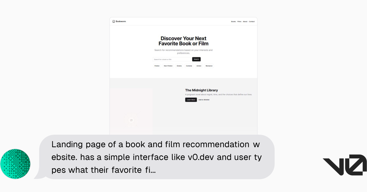 Landing page of a book and film recommendation website. has a simple ...
